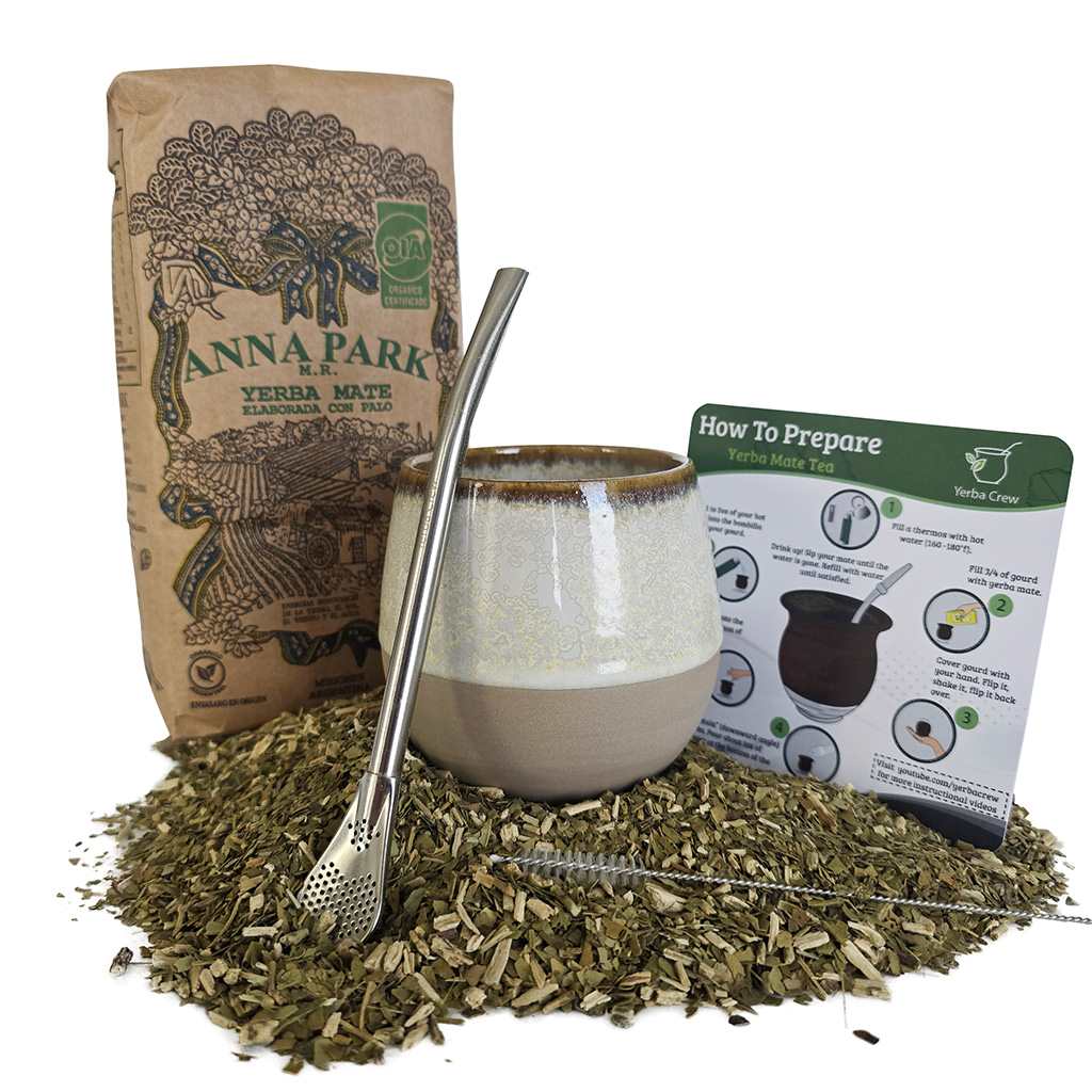 Bariloche White Ceramic Gourd and Yerba Mate Artisan Set - Yerba Crew