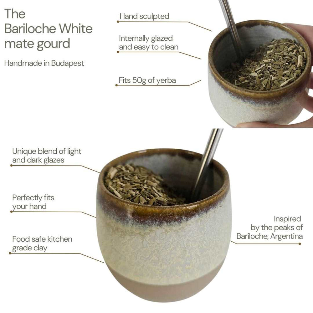 Bariloche White Ceramic Gourd and Yerba Mate Artisan Set - Yerba Crew