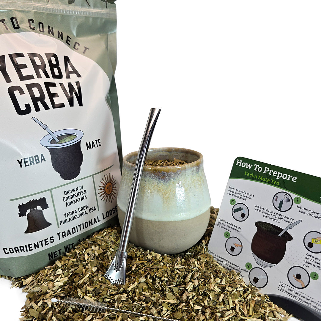 Bariloche White Ceramic Gourd and Yerba Mate Artisan Set - Yerba Crew