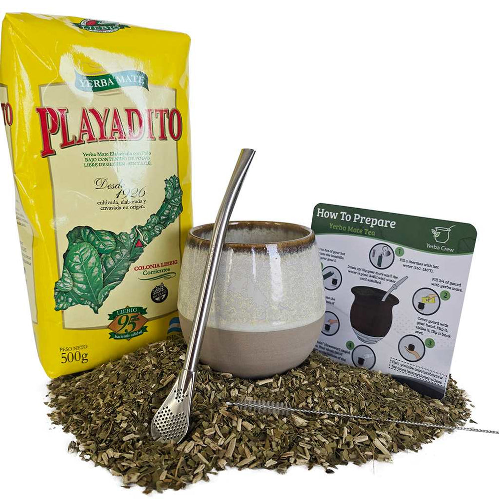 Bariloche White Ceramic Gourd and Yerba Mate Artisan Set - Yerba Crew