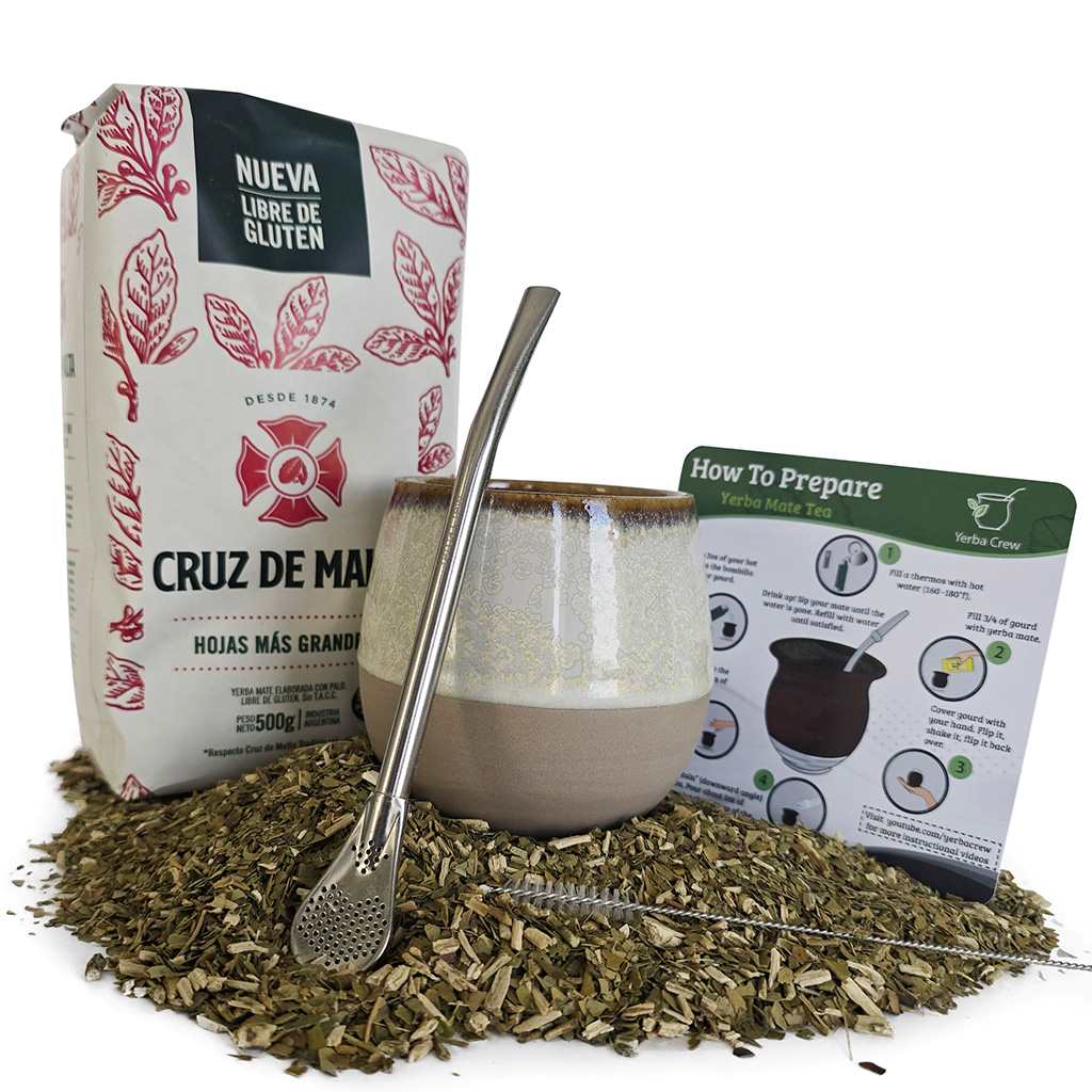 Bariloche White Ceramic Gourd and Yerba Mate Artisan Set - Yerba Crew