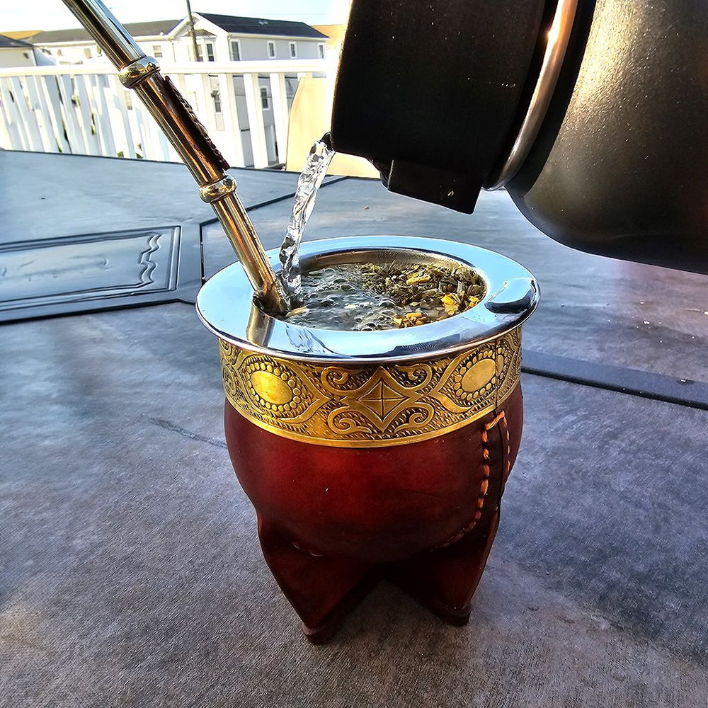 Imperial Leather and Stainless Steel Mate Gourds - Yerba Crew