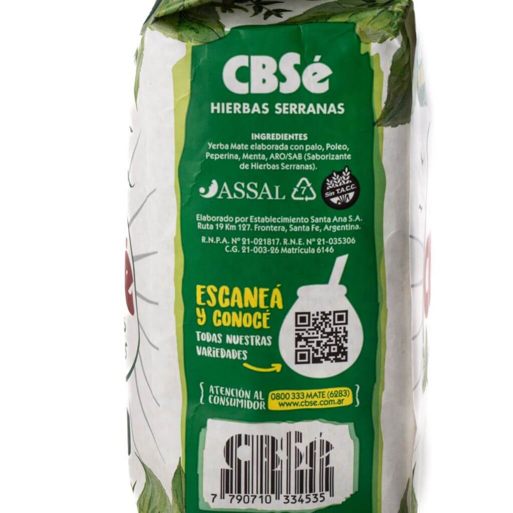 CBSé Hierbas Serranas (Peppermint and Mint) Yerba Mate 1.1lbs (500g ...